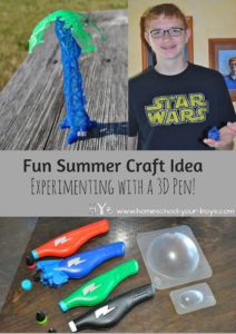 Fun Summer Craft Idea - Experimenting with a 3D Pen! - Homeschool Your Boys